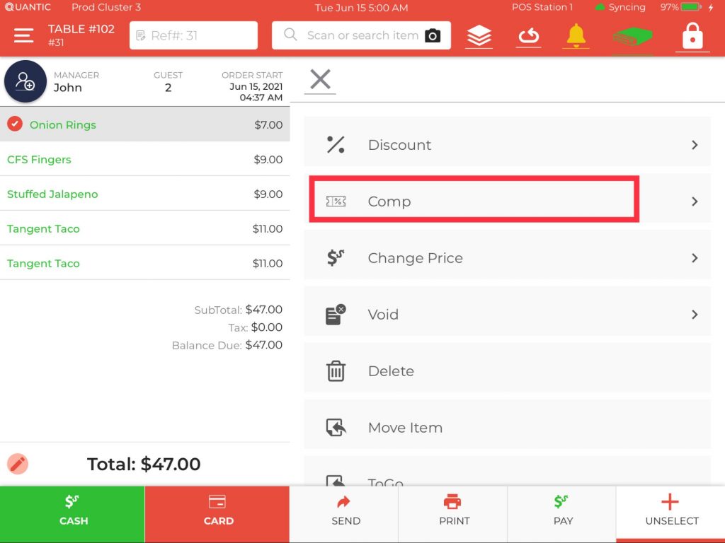 Item Level Void, Comp and Discounts | Quantic POS Resources