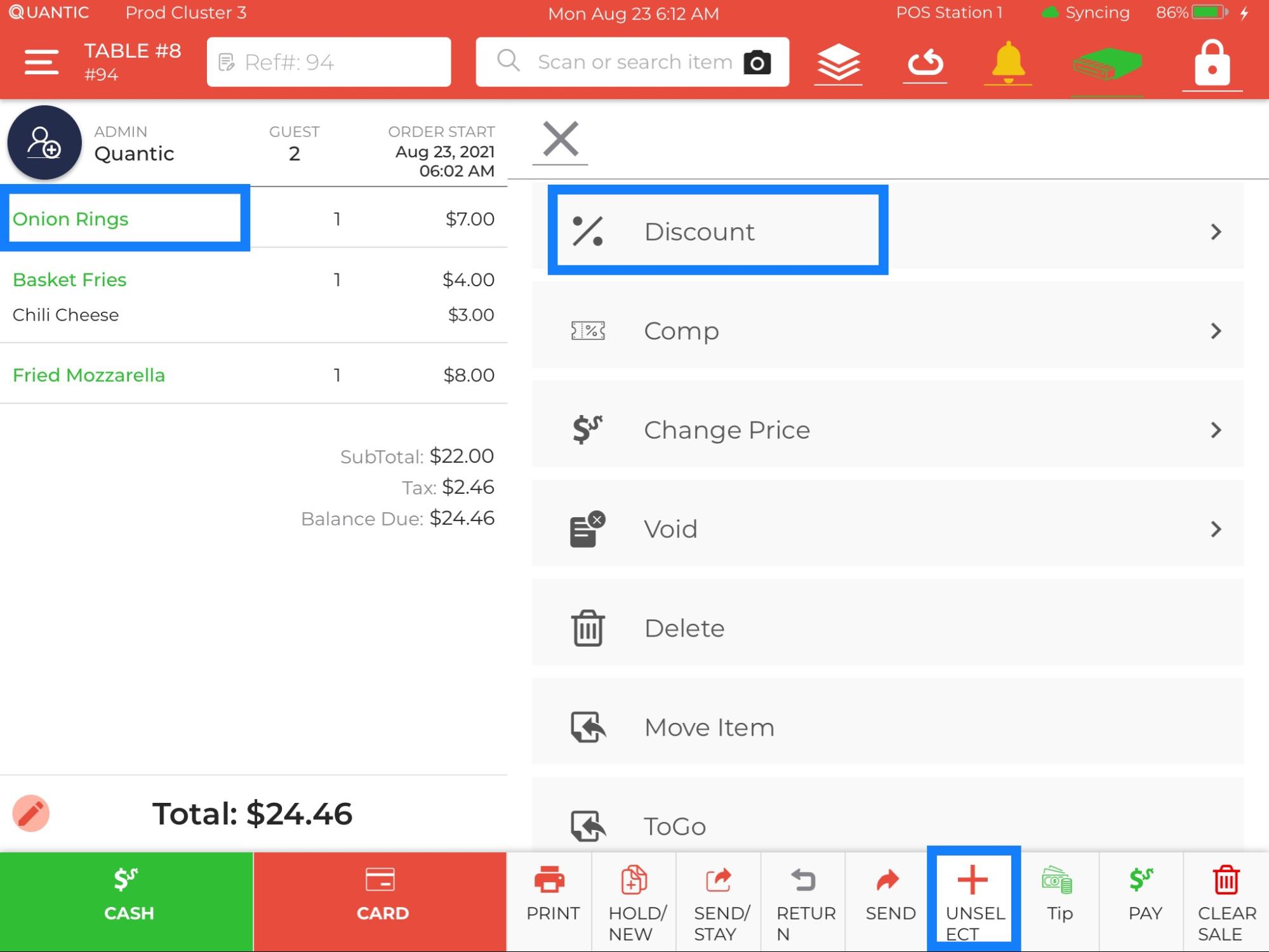 Applying Discounts on Item Orders in POS | Quantic Support