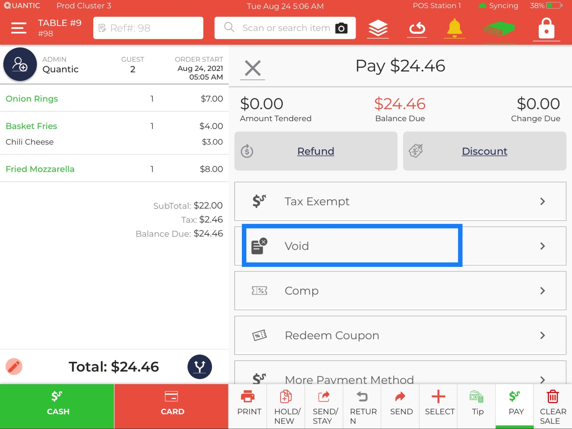Void Transactions, Items, Check and Order | Quantic POS