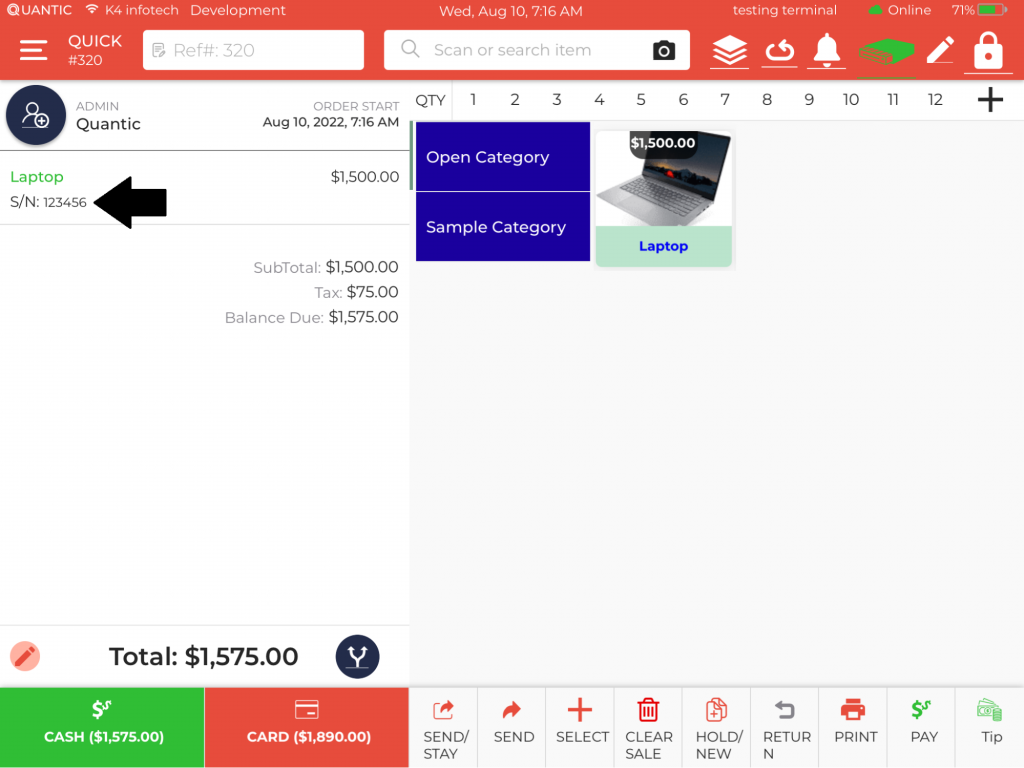 Selling Items via Serial Number | Quantic POS Resources