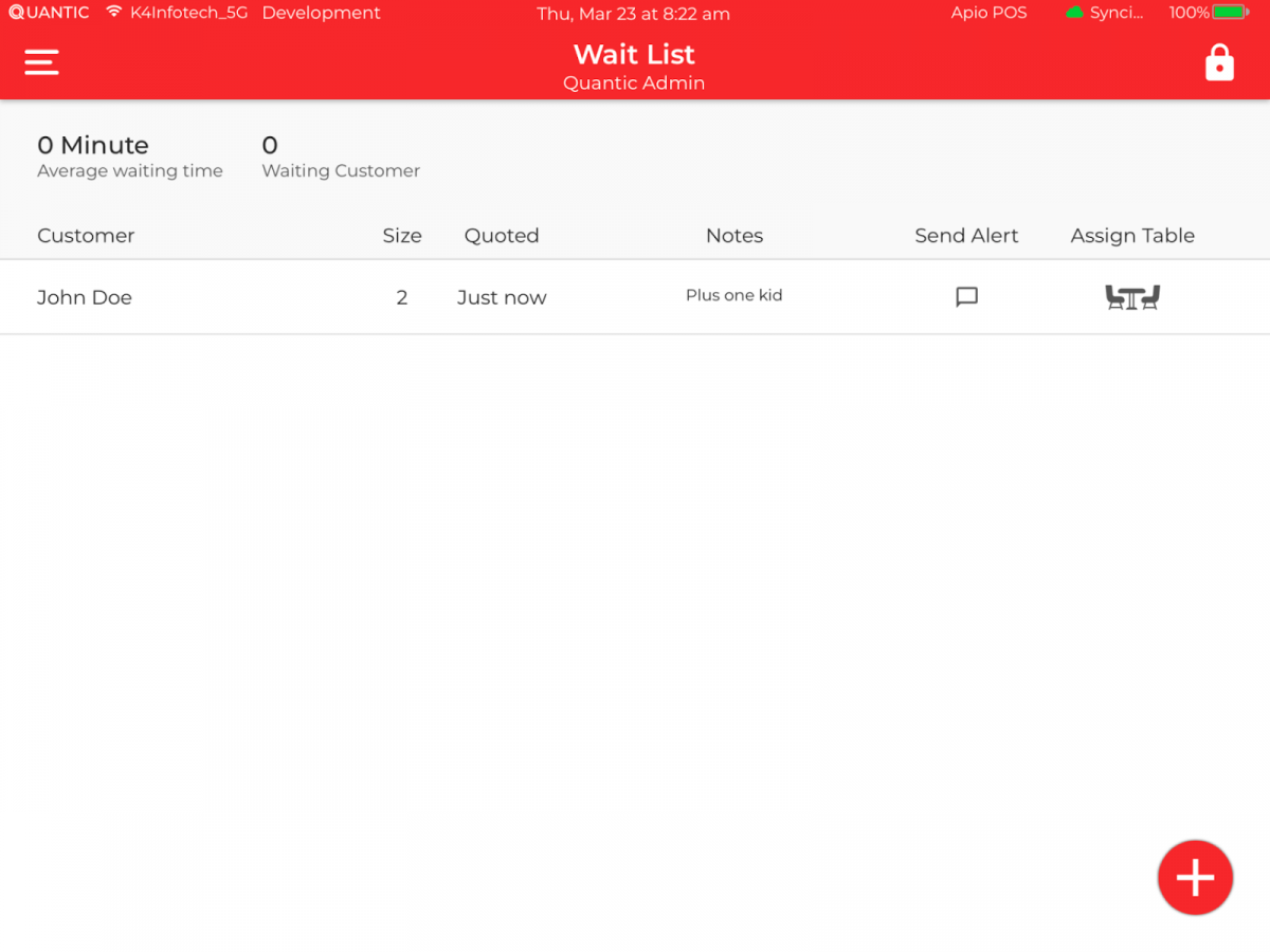 Customer Wait List - Quantic POS - A true iOS and Android Based POS System for Restaurants and ...